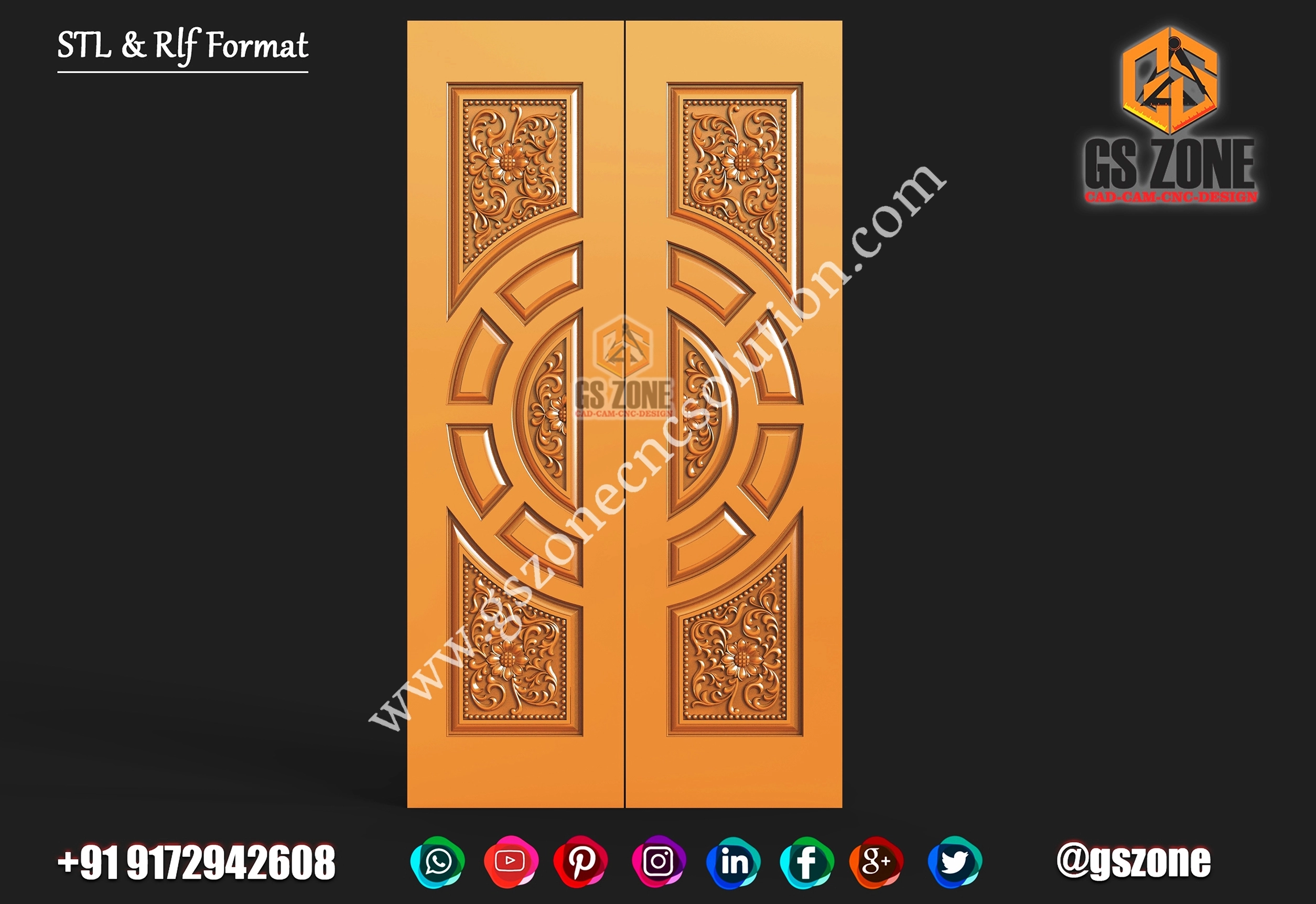 3D Double Door Design D-22-252 | GS Zone