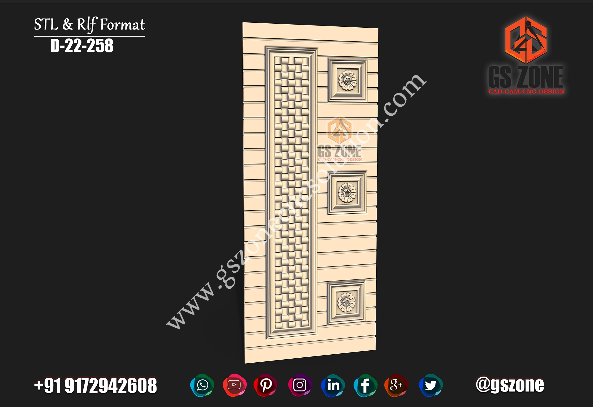 3D Single Door Design D-22-258 | GS Zone