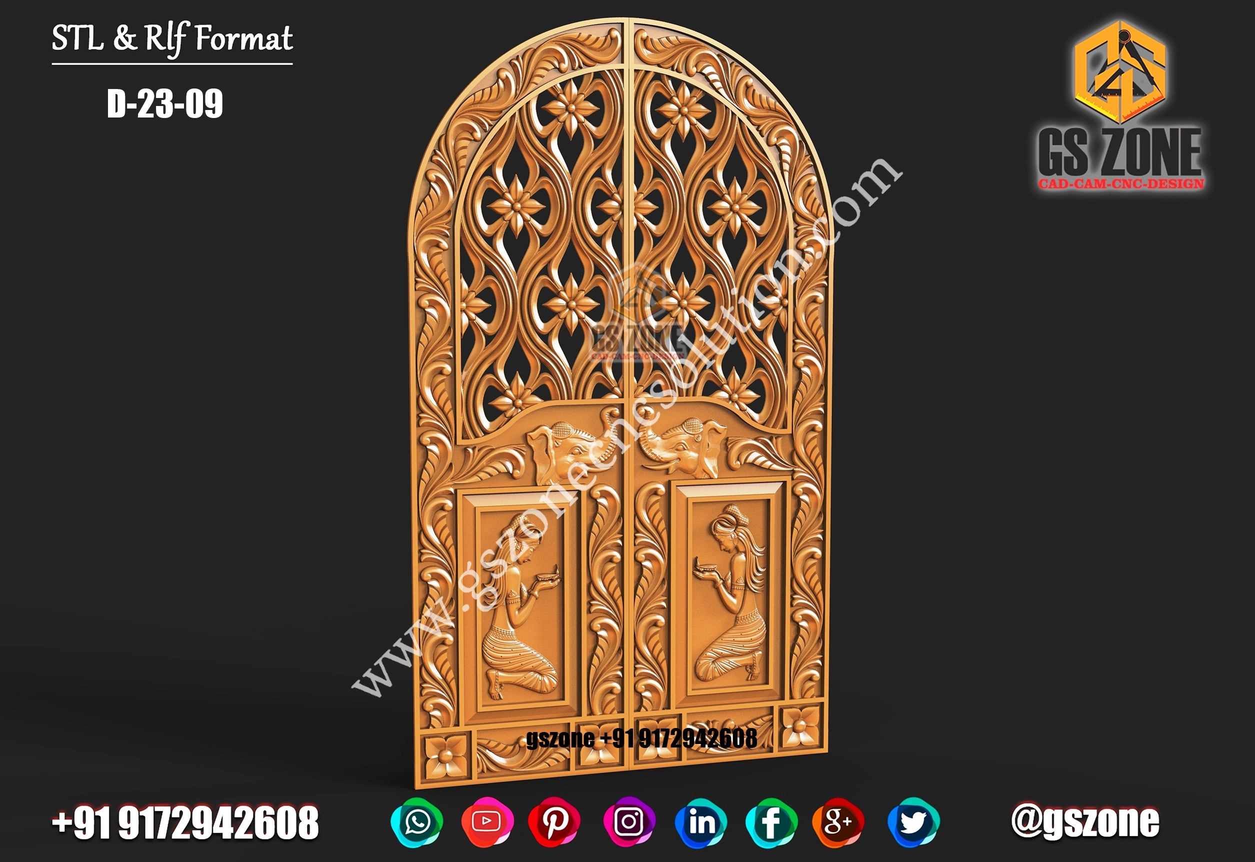 3D Double Door Design D-23-09 | GS ZONE CNC SOLUTION™