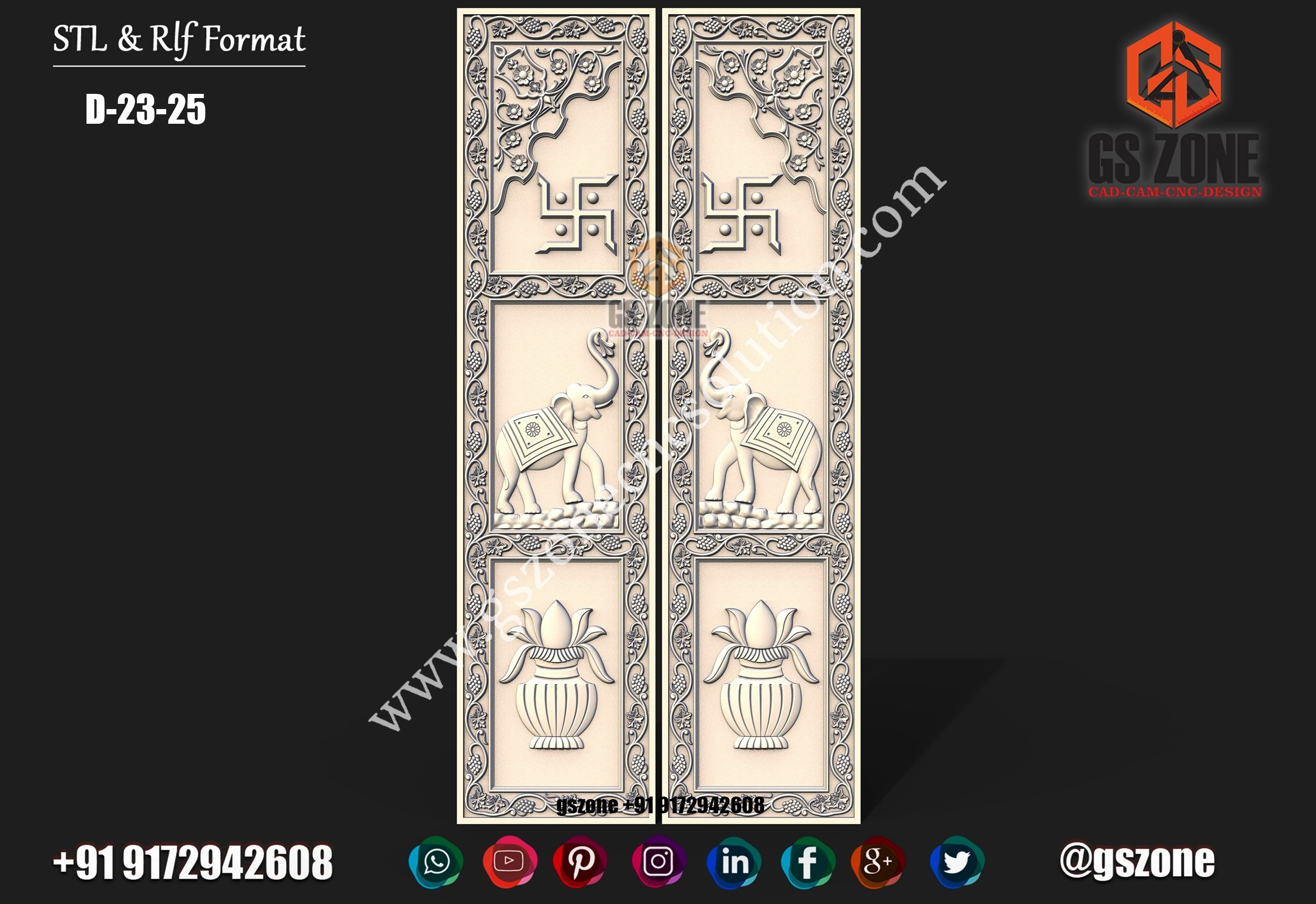 3D Double Door Design D-23-25 | GS Zone