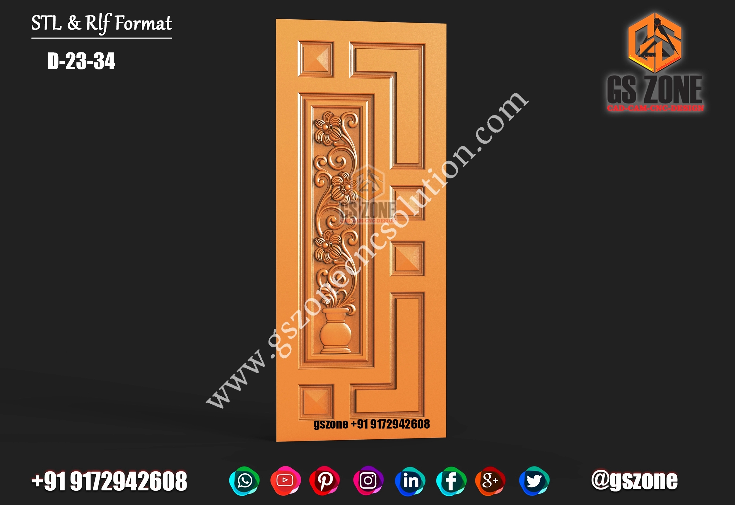 3D Single Door Design D-23-34 | GS ZONE CNC SOLUTION™