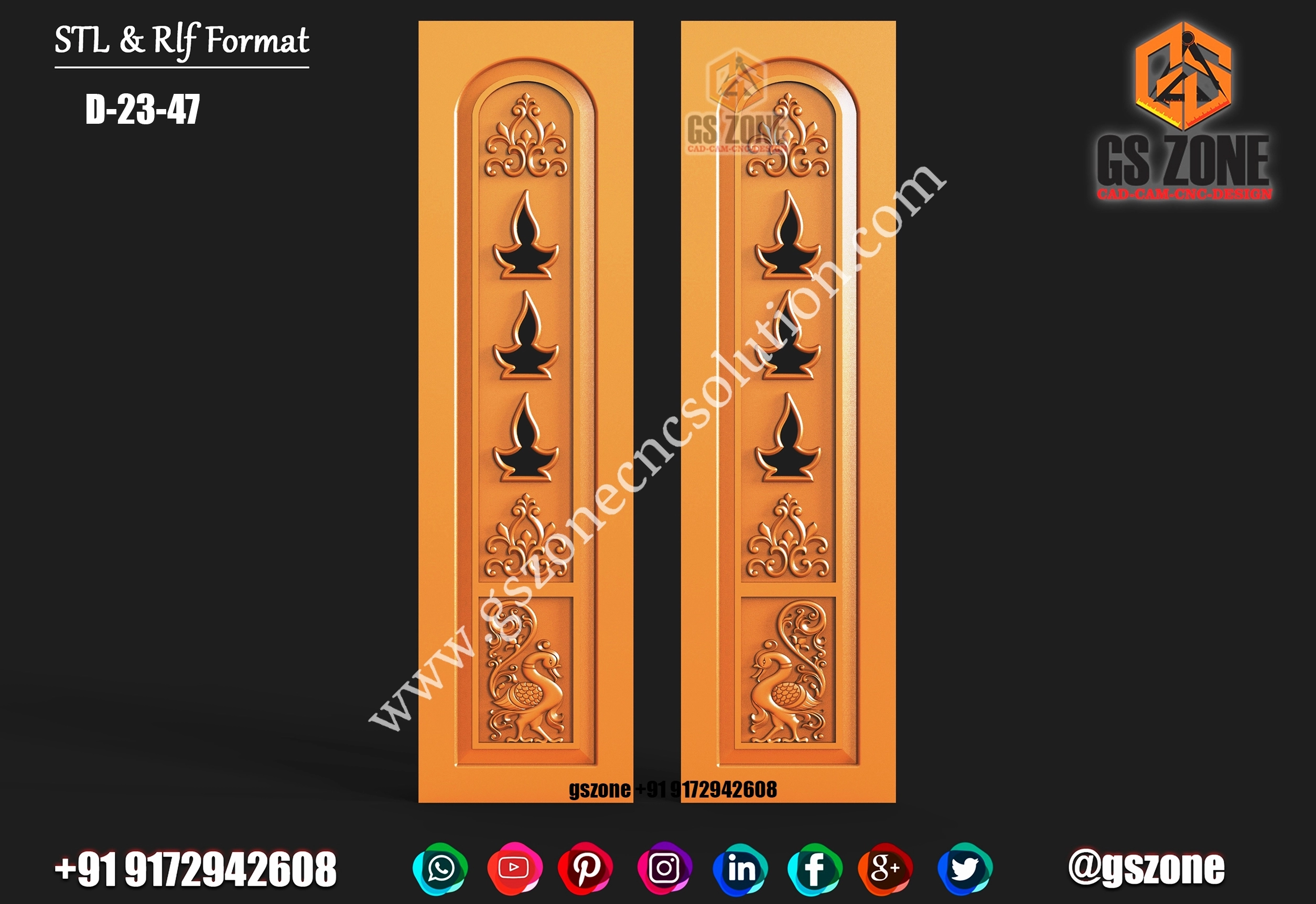 3D Double Door Design D-23-47 | GS Zone