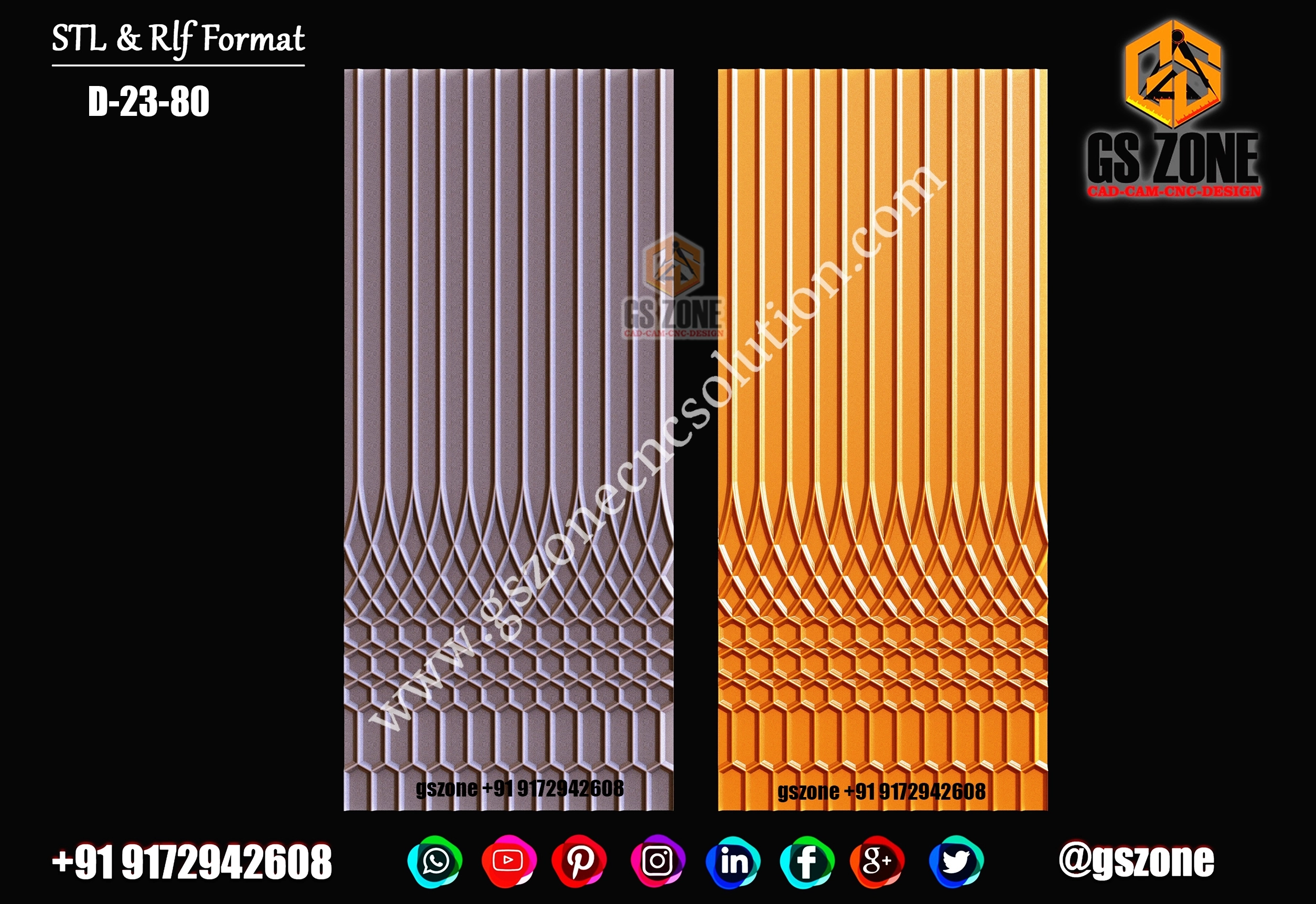 3D Double Door Design D-23-80 | GS Zone
