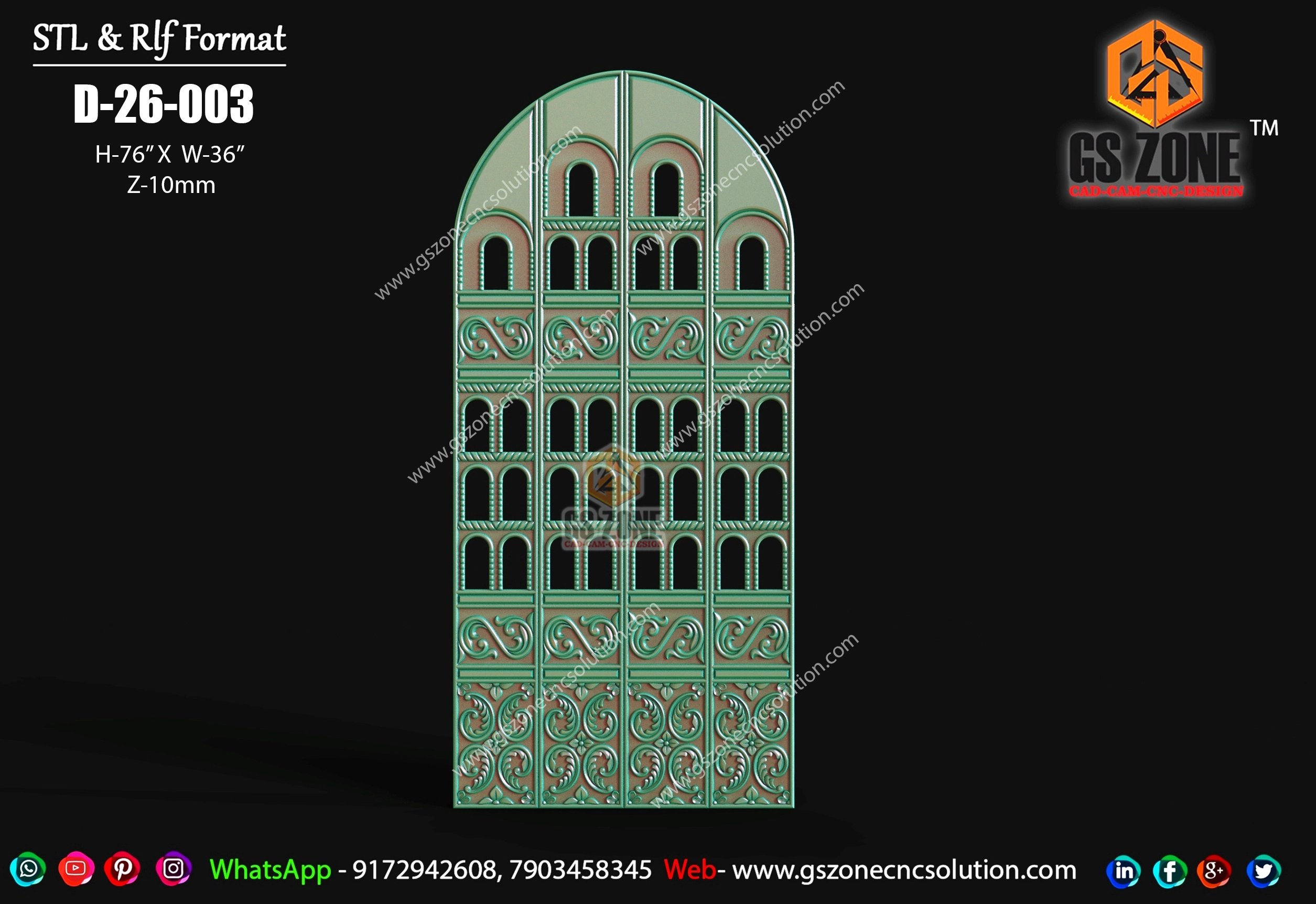 D-26-003 | Classic Arched CNC Door Design | GS ZONE CNC SOLUTION™