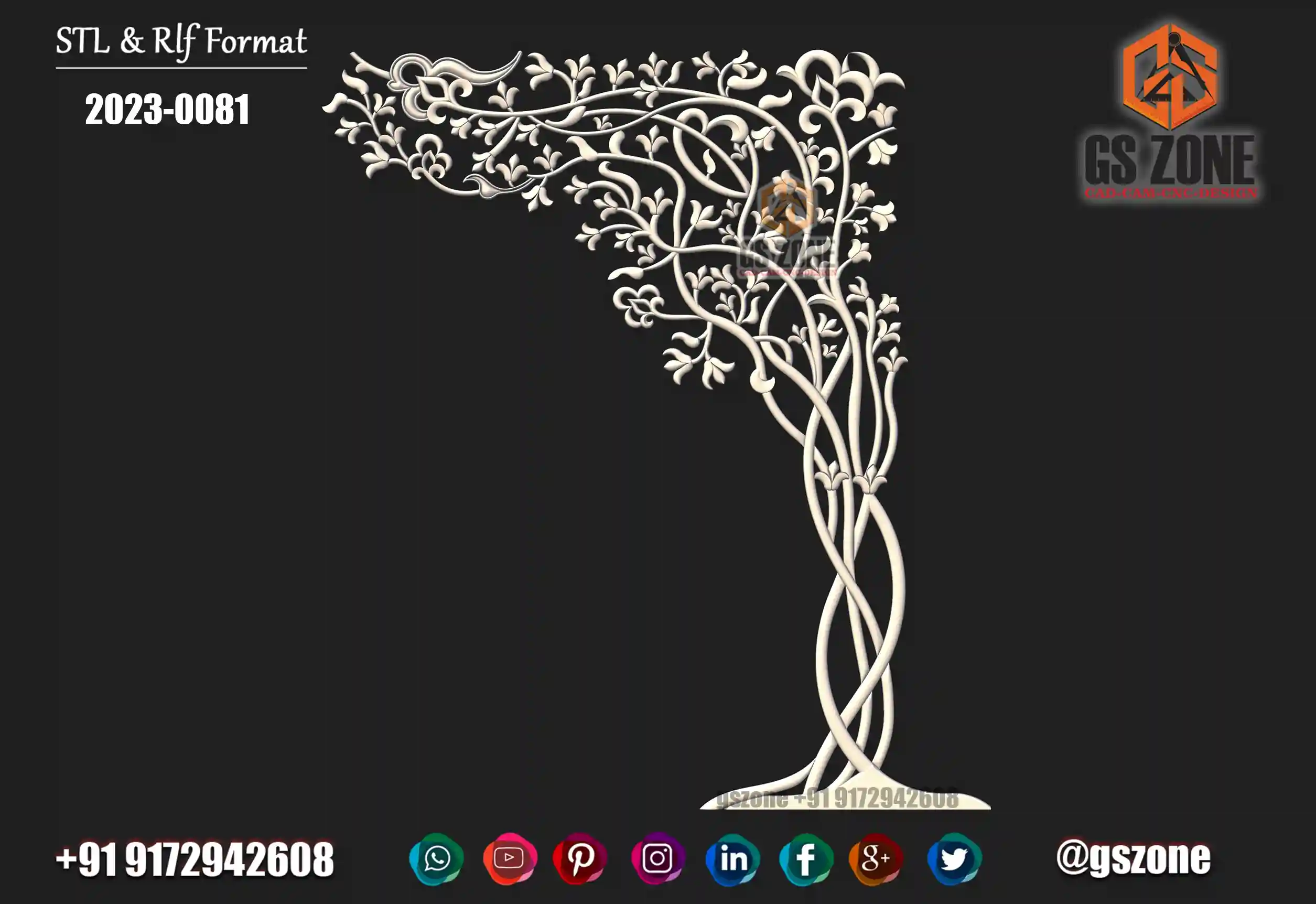 Tree 3D Wall Panel D- 2023-0081 | GS ZONE CNC SOLUTION™