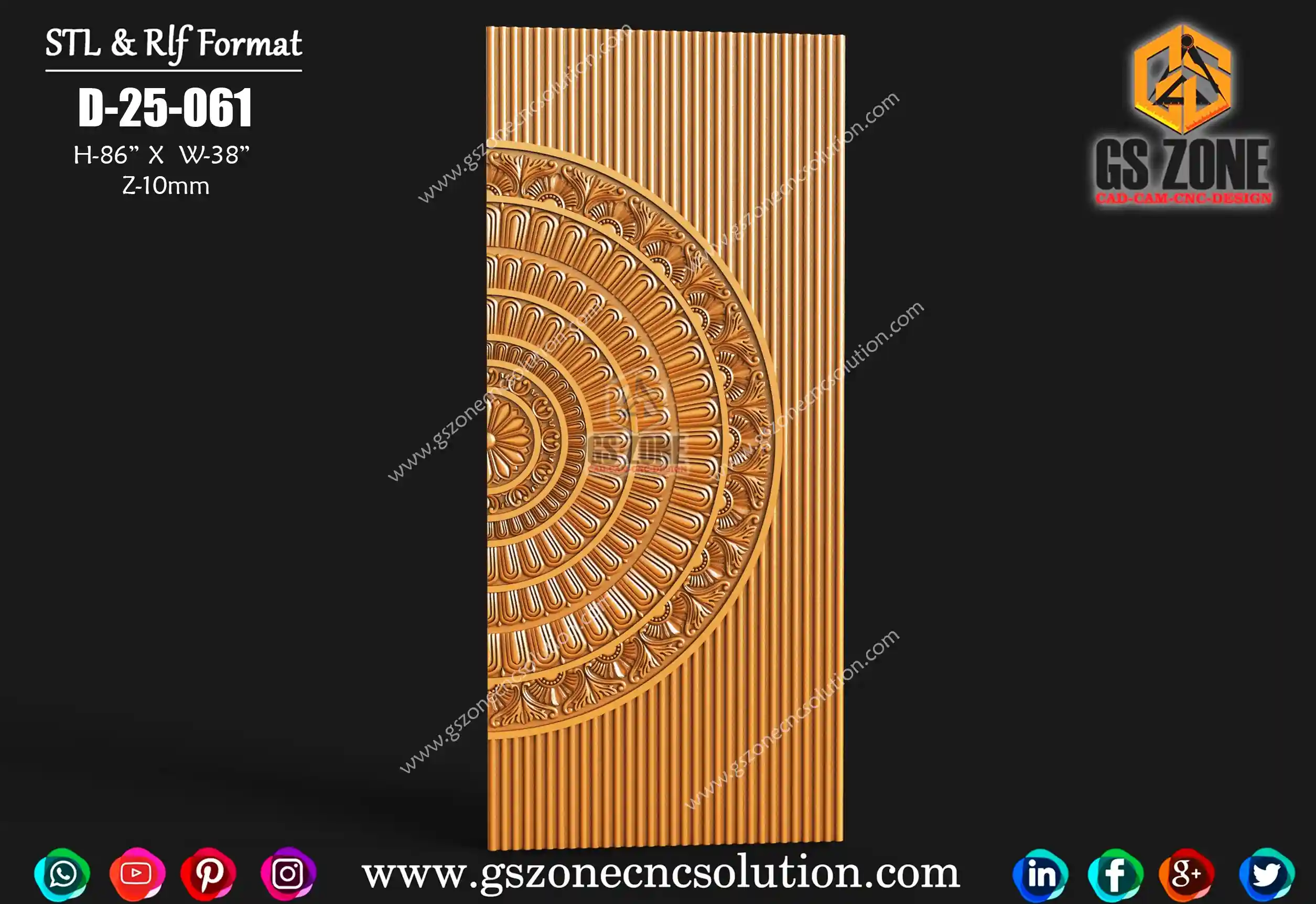 D-25-061 | Premium 3D CNC Door Design | GS ZONE CNC SOLUTION™